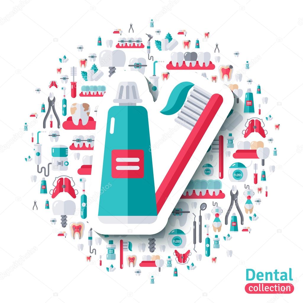 Toothbrush and Toothpaste Flat Sticker Icon — Stock Vector © kotoffei ...
