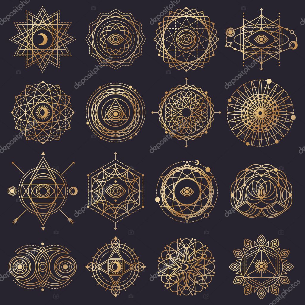 Sacred geometry sun | Sacred Geometry Forms with Eye, Moon and Sun ...