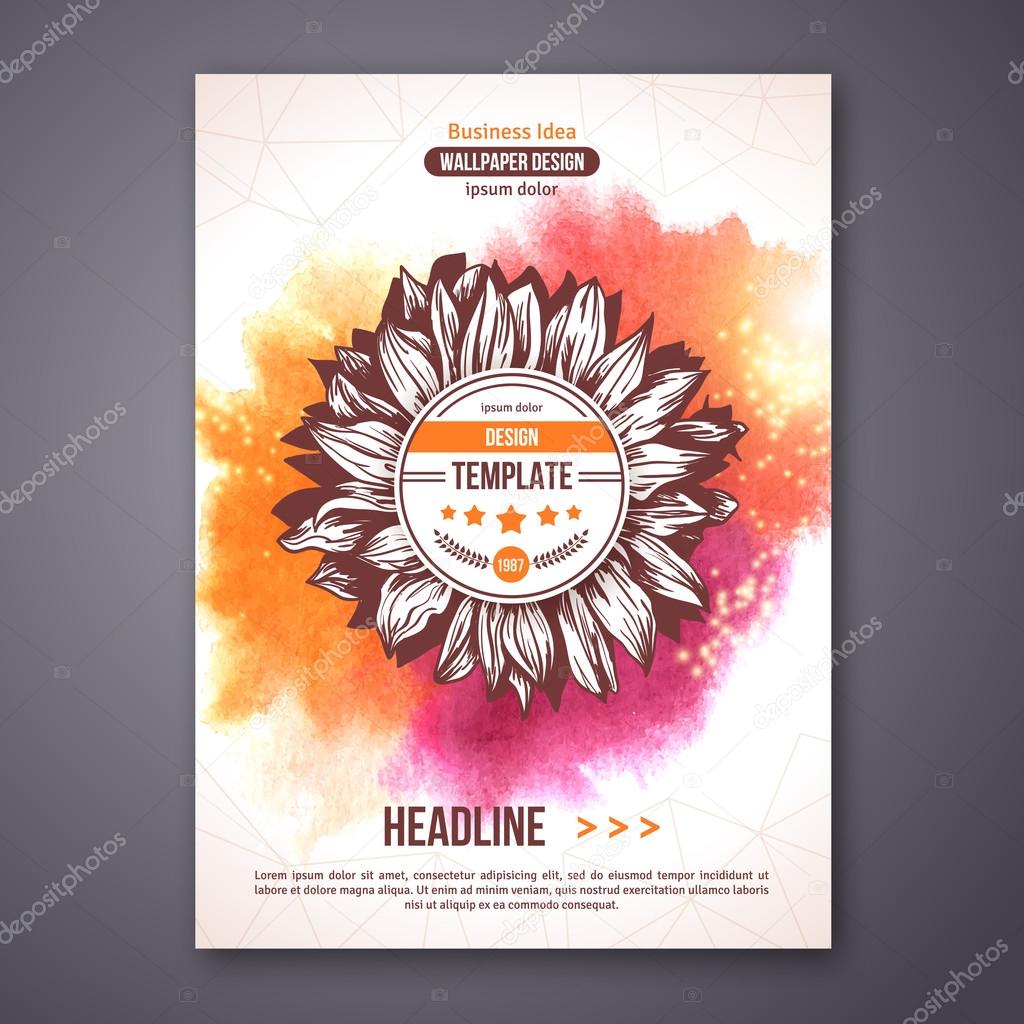 Poster or Flyer Template with watercolor paint abstract background ...