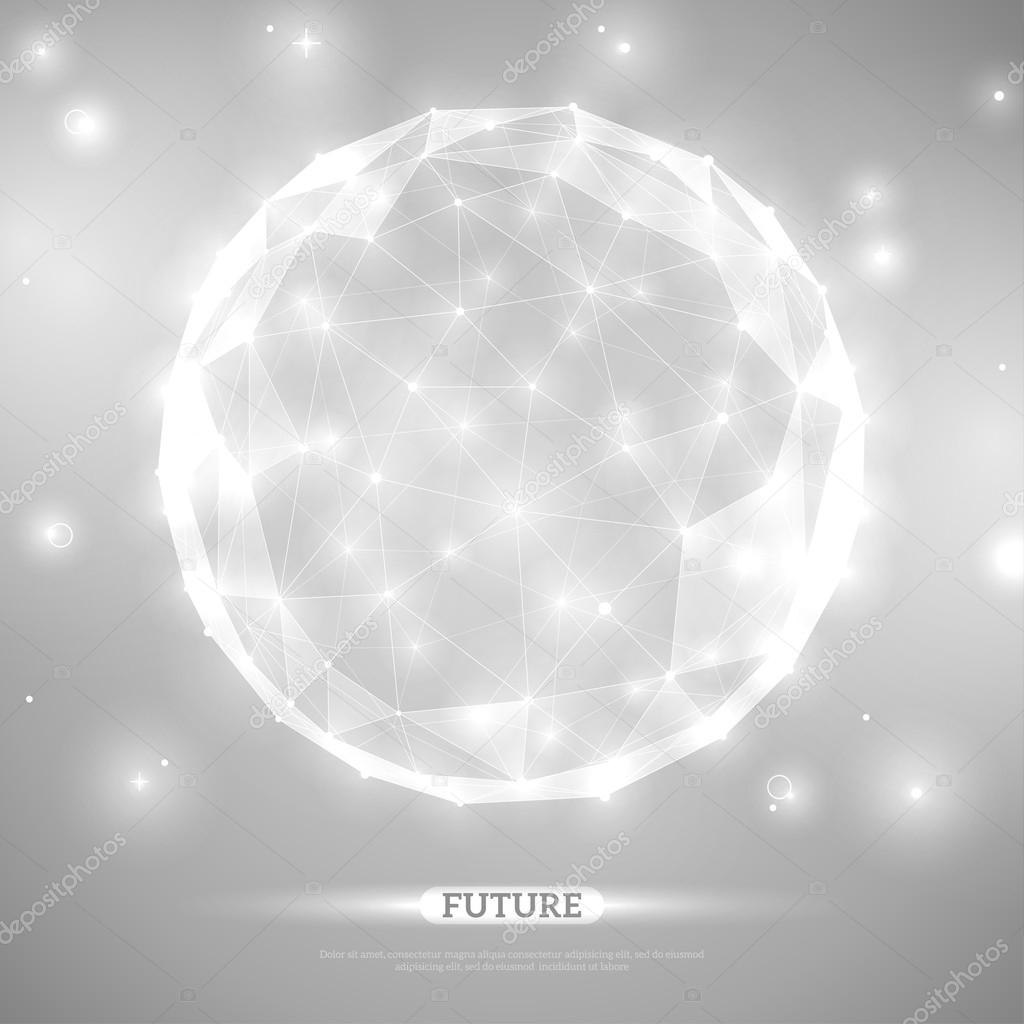 Abstract vector sphere. Futuristic technology wireframe mesh — Stock ...