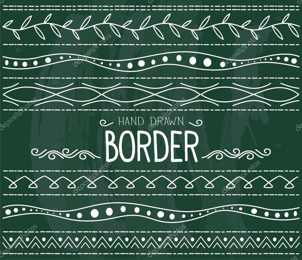 Hand drawn vector line border set and scribble design element Stock ...