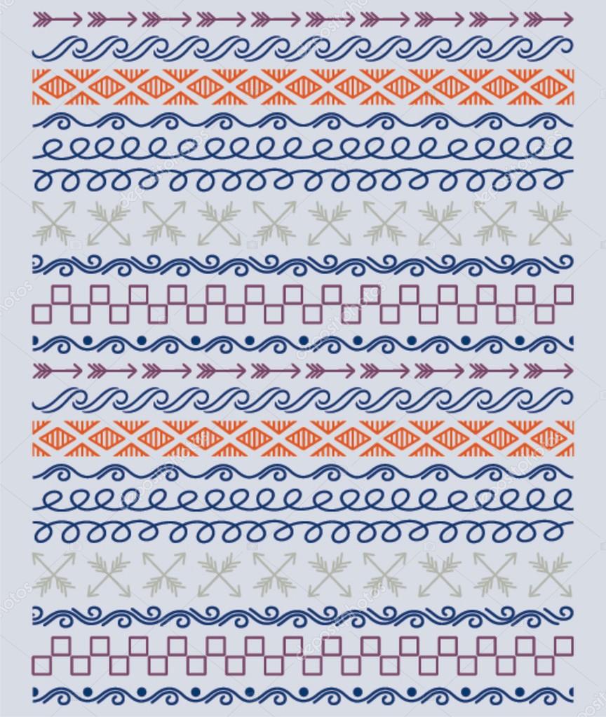 Hand drawn vector line border set and scribble design element Stock ...