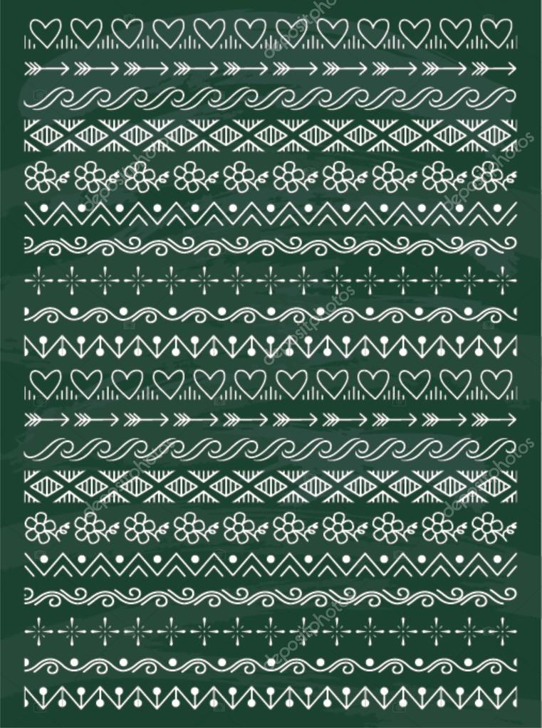 Hand drawn vector line border set and scribble design element Stock ...