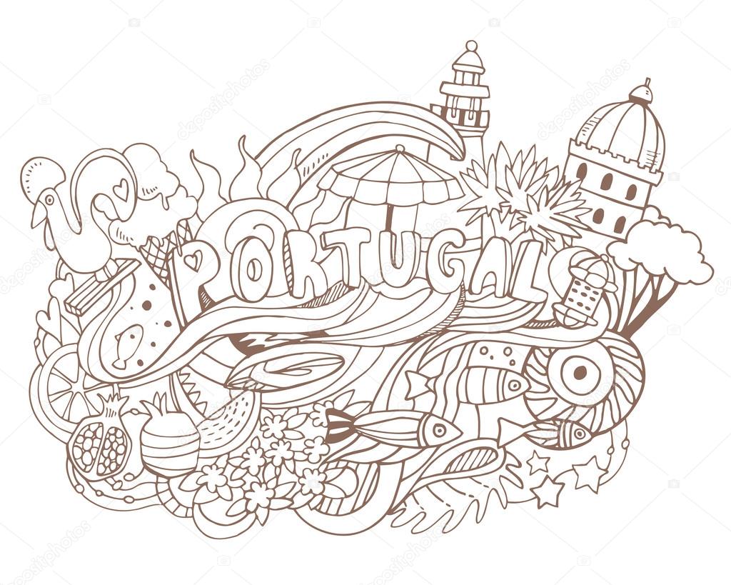 Portugal elementos de dibujos animados 2022