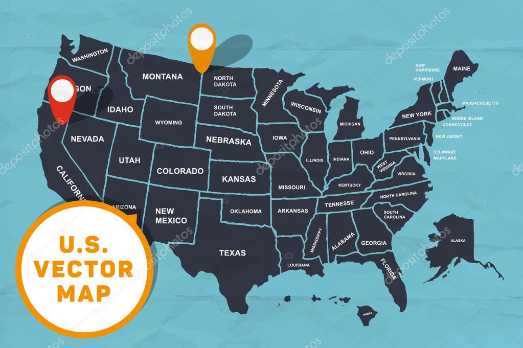 Hand made map of America — Stock Vector © vitek75 #70122167
