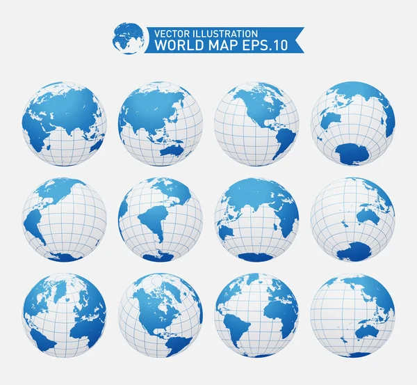 Globes showing earth with all continents. Digital world globe vector ...