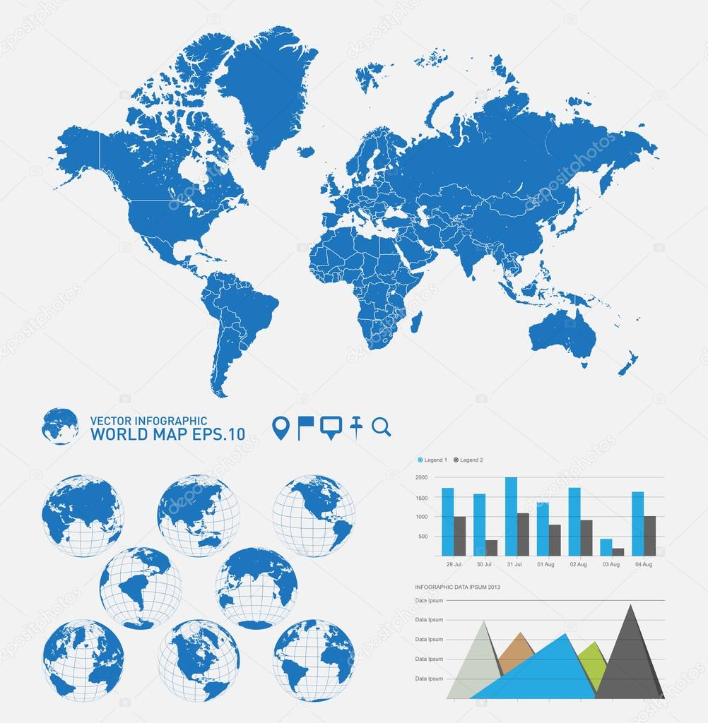 Mapa Del Mundo Y Globo Para Infografias Vector Grafico Vectorial Images