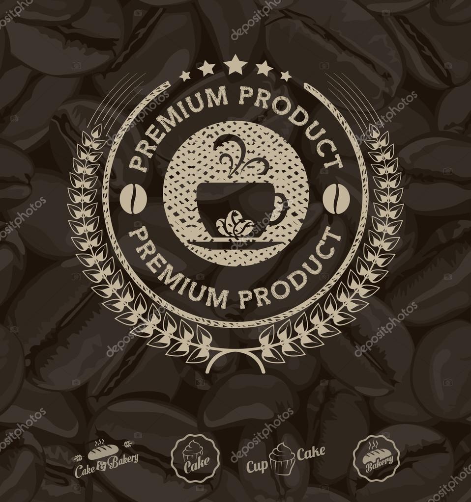 Vector Coffee Labels Isolated Coffee Beans Background Stock Vector ...