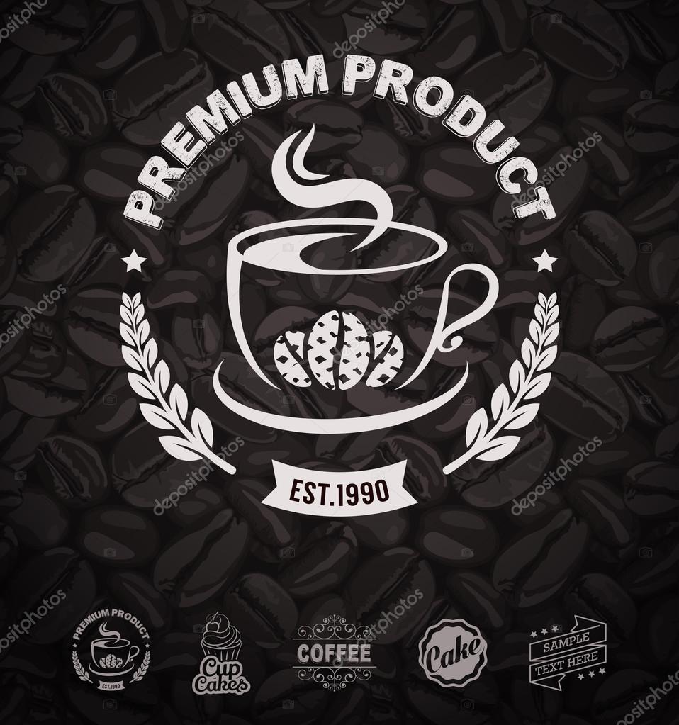 Vector Coffee Labels Isolated Coffee Beans Background Stock Vector ...