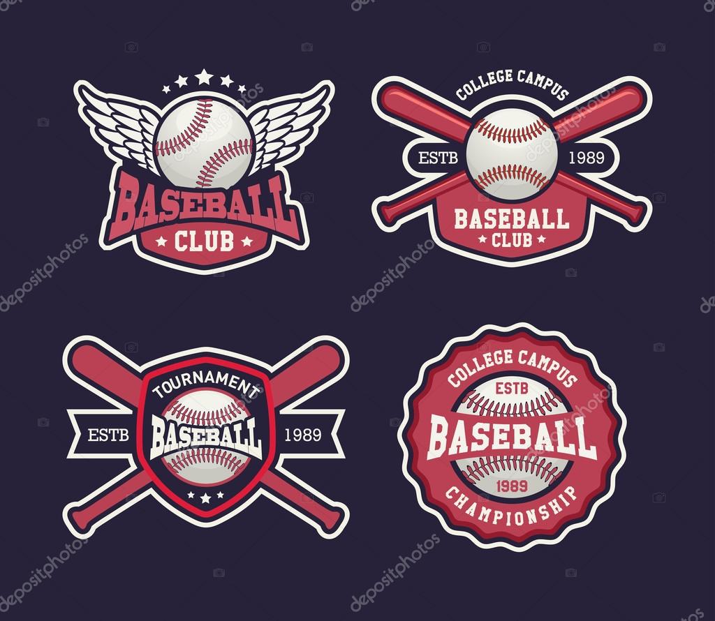 Baseball vector, Baseball badges set, sports template with ball and ...