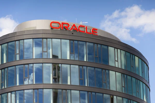 Oracle corporation logo on the building of czech headquarters on June ...
