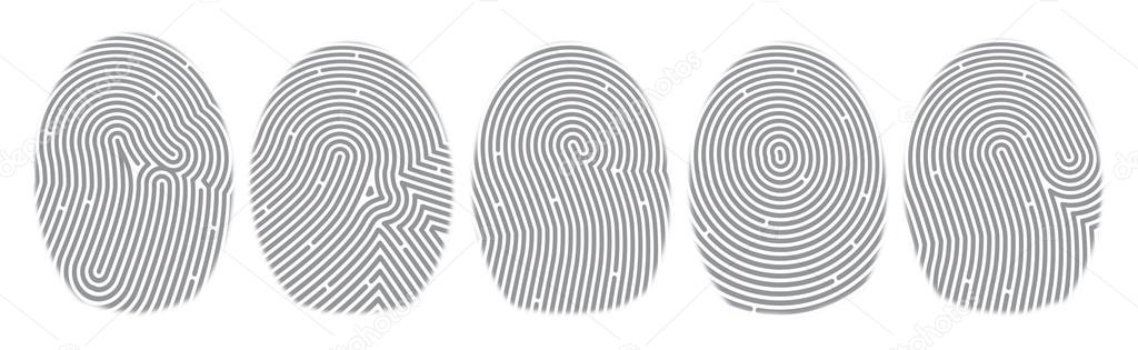 Five fingerprints on a white background Stock Photo by ©watman 106113536