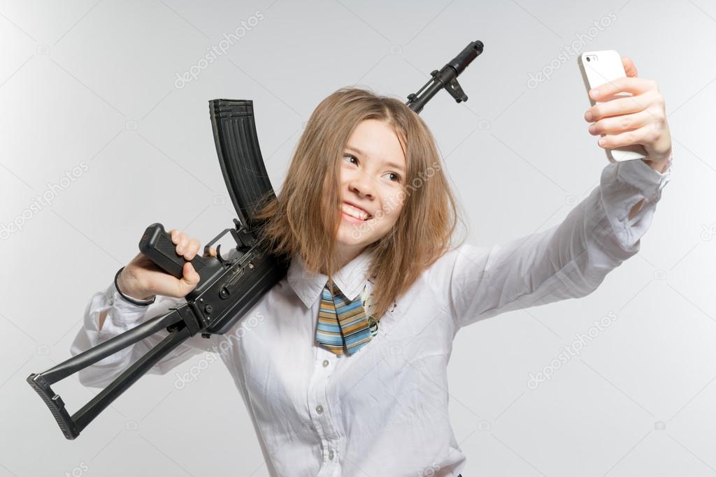 Girl with Kalashnikov makes selfie ⬇ Stock Photo, Image by © watman ... Girl with Kalashnikov makes selfie ⬇ Stock Photo, Image by © watman ...