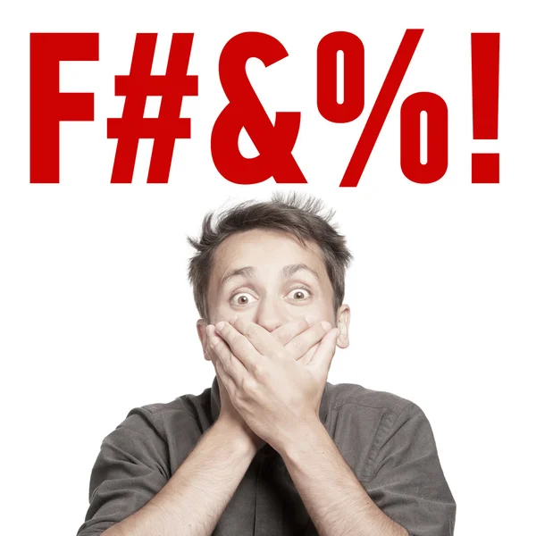 Man with both hands closing mouth, — Stock Photo © watman #70256471 Man with both hands closing mouth, — Stock Photo © watman #70256471