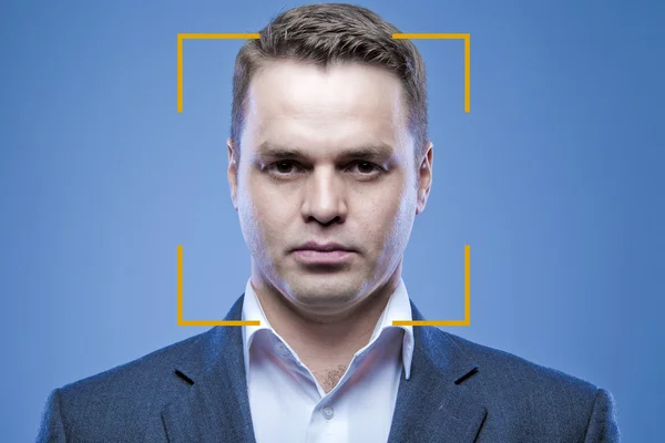 Biometric verification man face recognition — Stock Photo © artoleshko ... Biometric verification man face recognition — Stock Photo © artoleshko ...