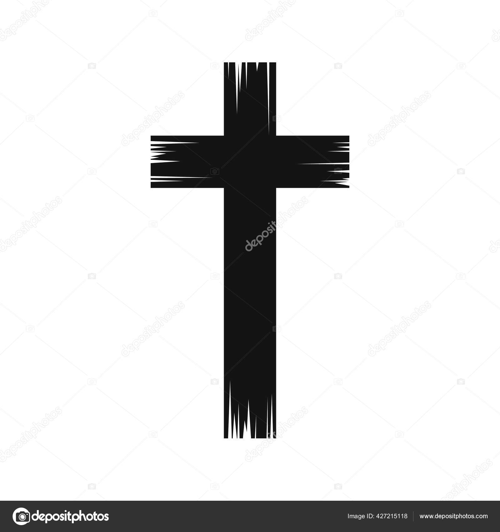 Image vectorielle Icône Croix Chrétienne Silhouette Noire Croix ...