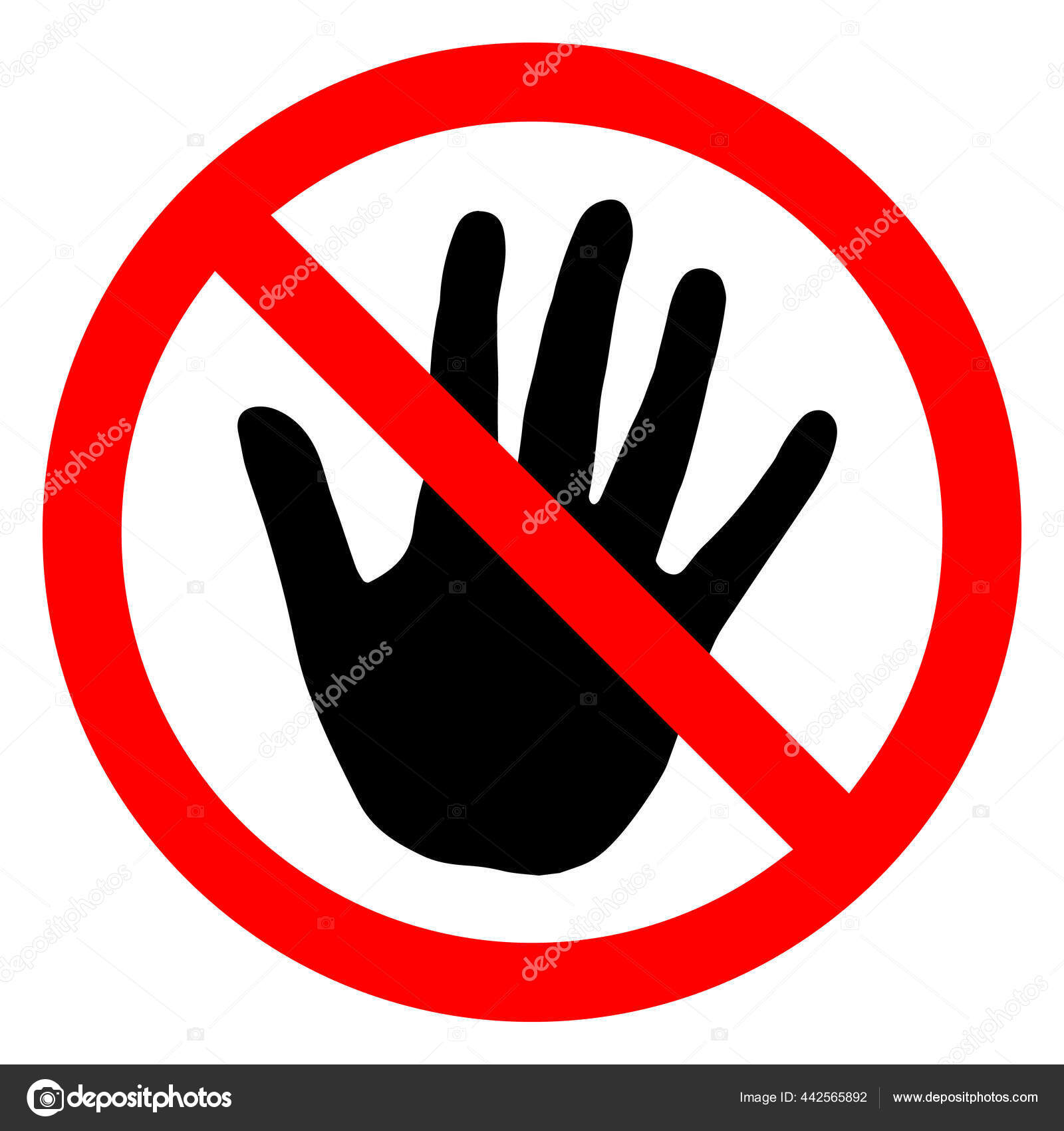 Detener Prohibir Signo Redondo Rojo Con Icono Mano Ilustración Vectorial Vector de stock ...