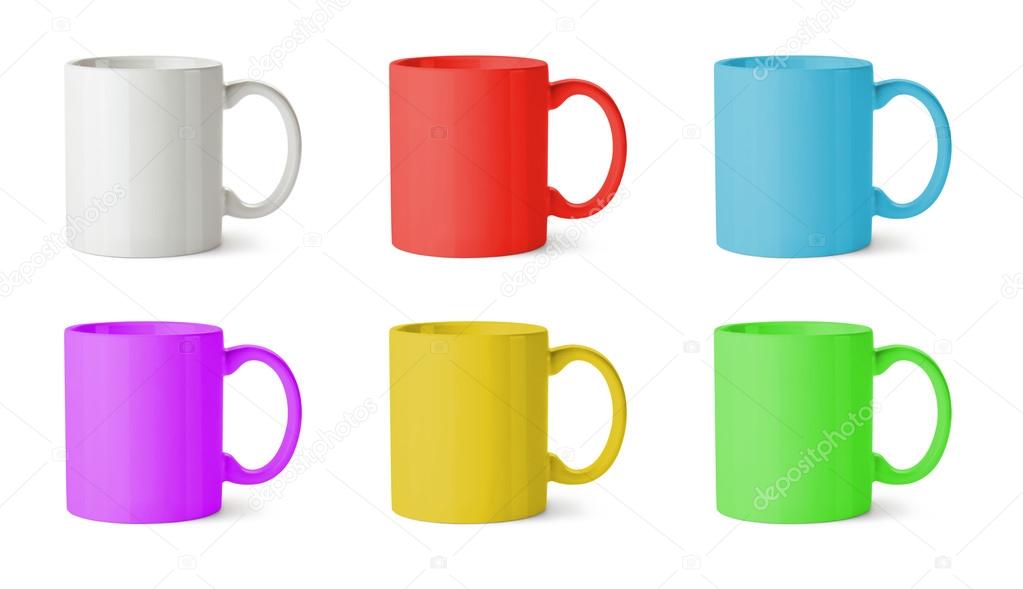 Six mugs of various colors — Stock Photo © chekman1 #98496110
