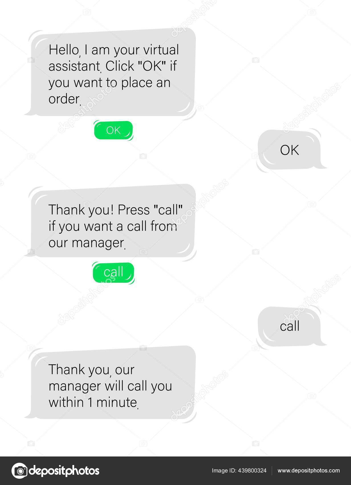 Dialogue with chat bot in web application. Communication with virtual ...