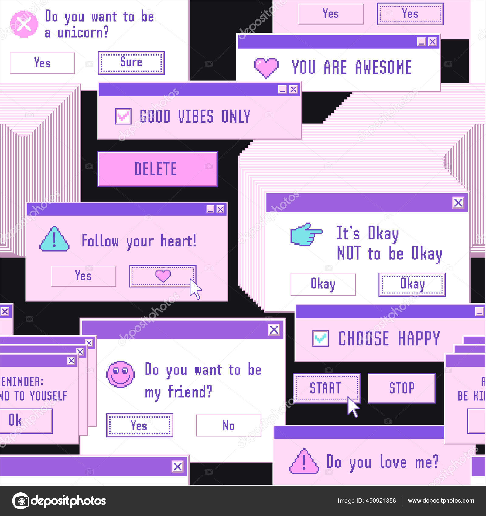 Old computer aestethic 1980s -1990s. Seamless pattern with retro pc ...