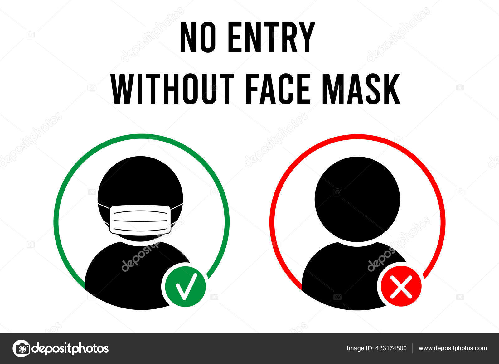 No entry without face mask sign. No face mask no entry. Icon. Warning ...