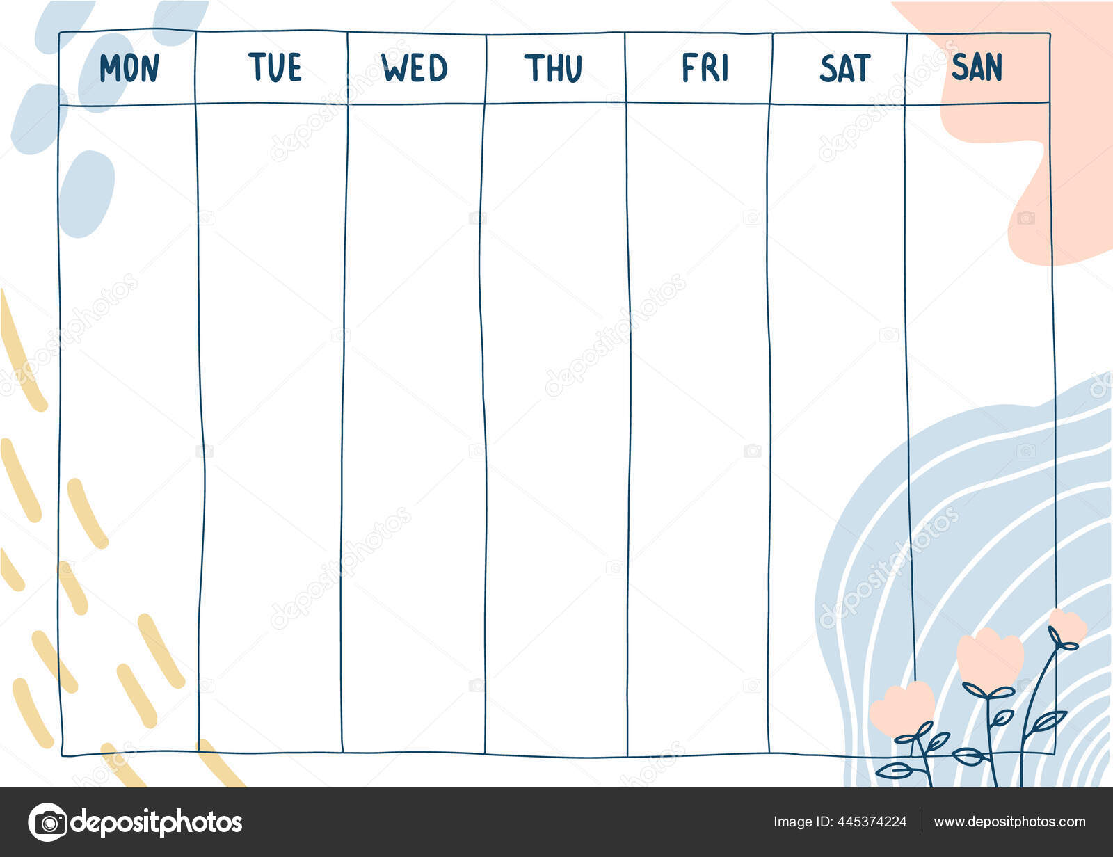Weekly calendar Doodle style Stock Vector Image by ©Sasha.Al #445374224