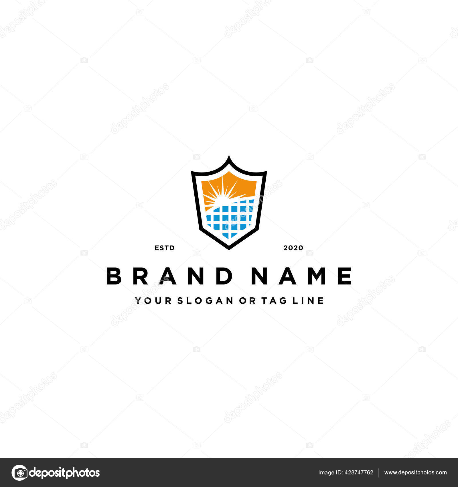 Solar Panel Shield Logo Design Concept Vector Template Stock Vector by ...