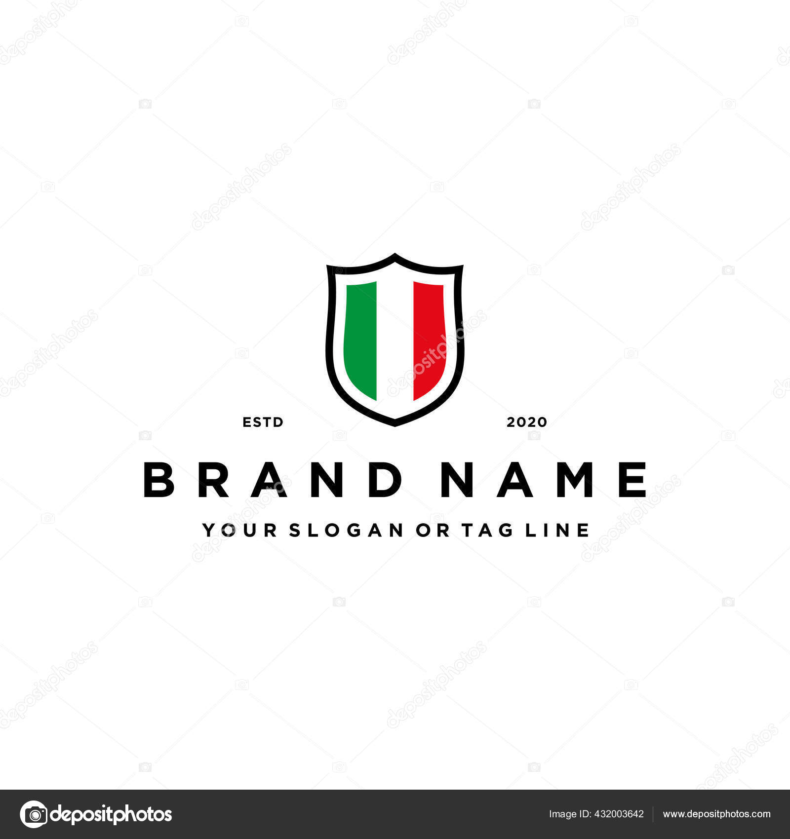 Italy Flag Shield Logo Design Vector Template Stock Vector Image by ...