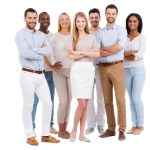 Diverse group of people standing in row Stock Photo by ©AndreyPopov ...