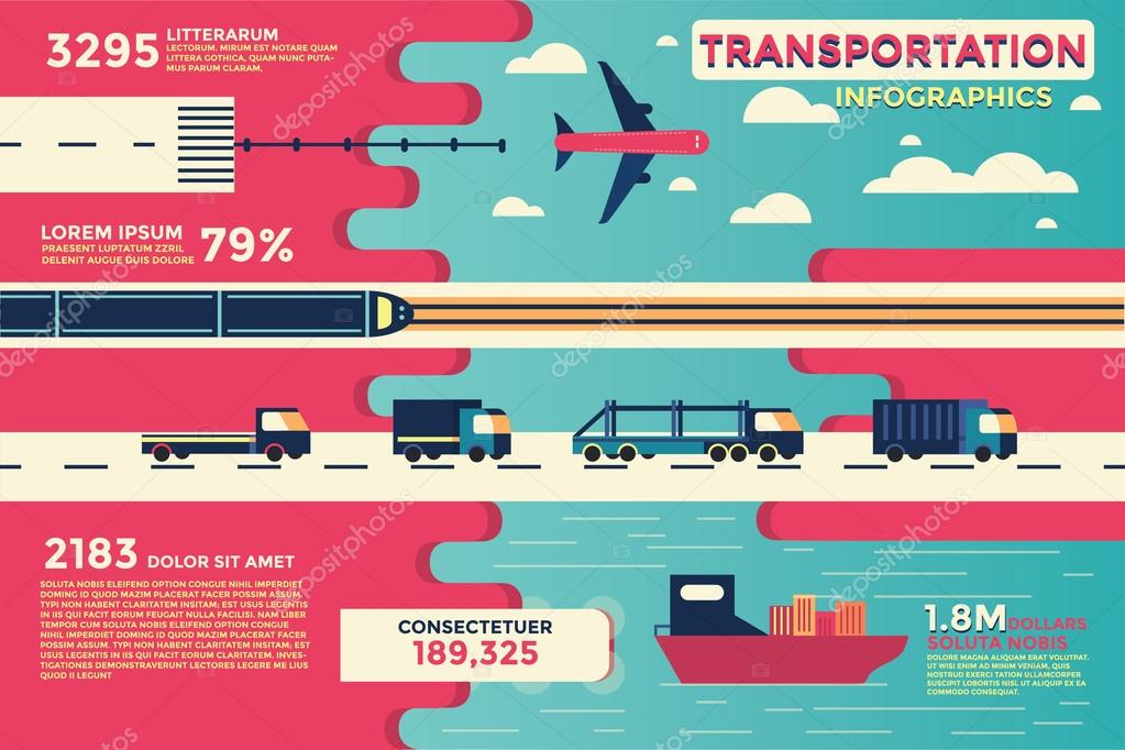 Transporte Infografías, vector, ilustración. 2024