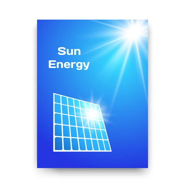 Vector illustration of the poster with the image of solar panels and ...