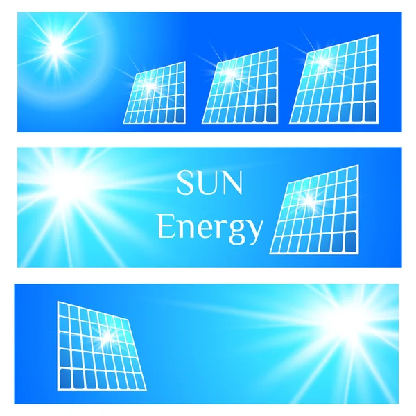 Vector illustration of the poster with the image of solar panels and ...