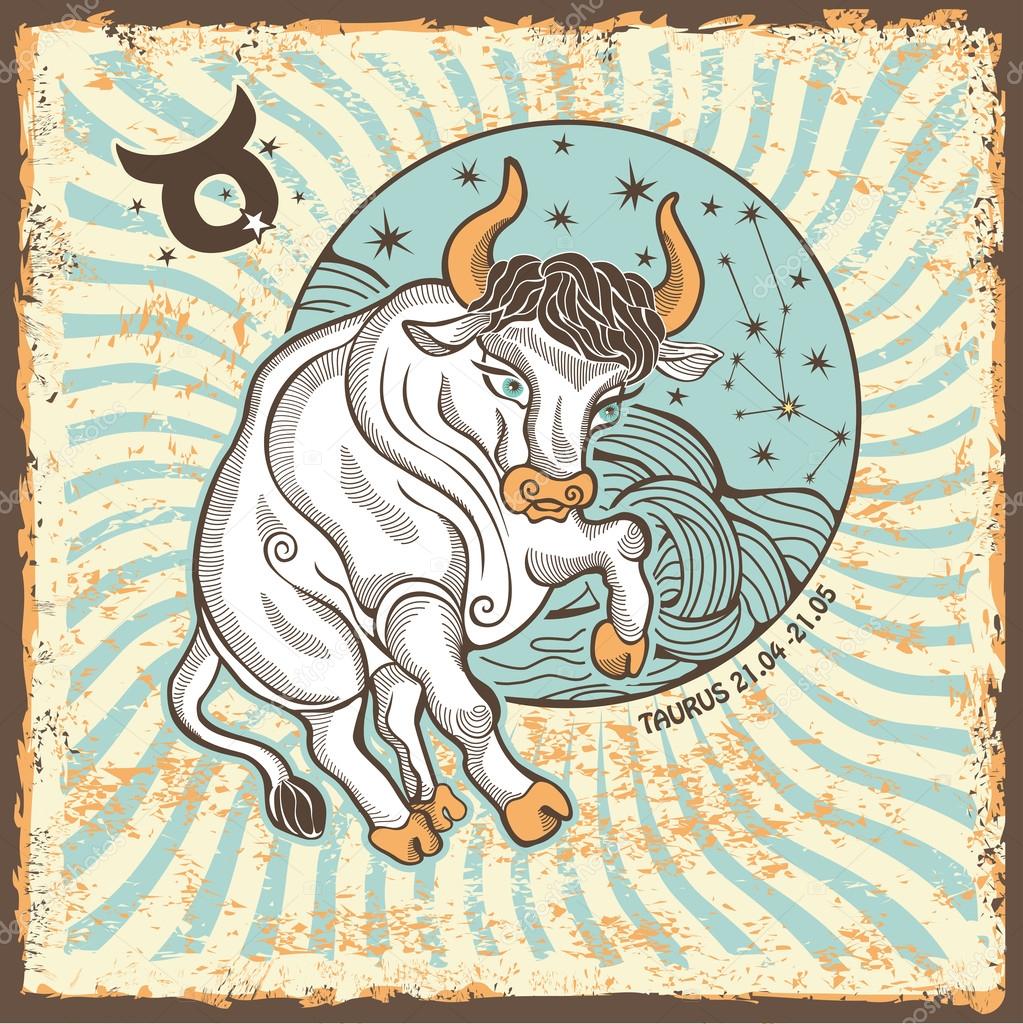 Taurus zodiac sign.Vintage Horoscope card — Stock Photo © Tatiana_Kost ...