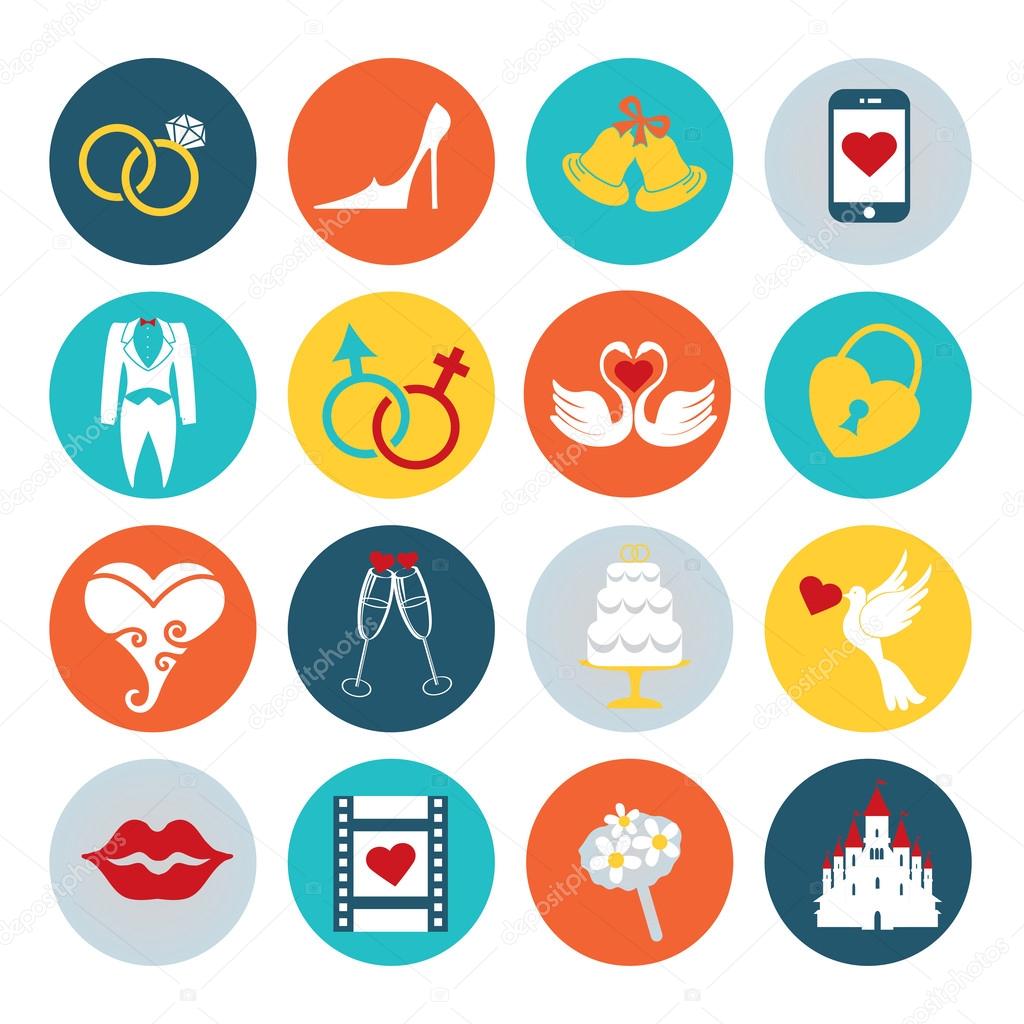 Flat wedding icons set for web , mobile — Stock Photo © Tatiana_Kost ...