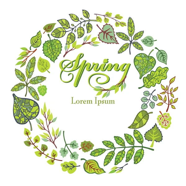 Spring Rectangular Frame, Green Leaves Border Template with Space for ...