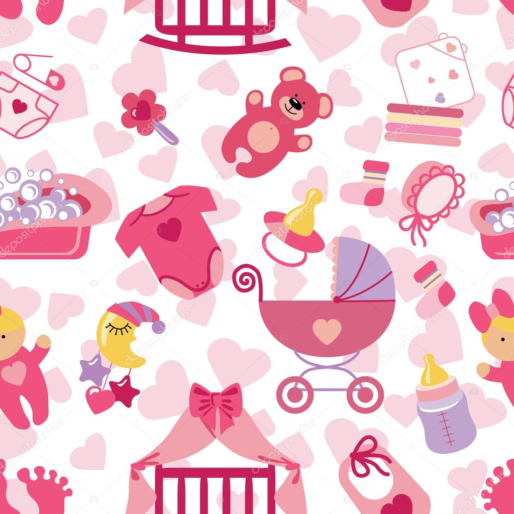 Newborn Baby girl seamless pattern — Stock Photo © Tatiana_Kost #73861925