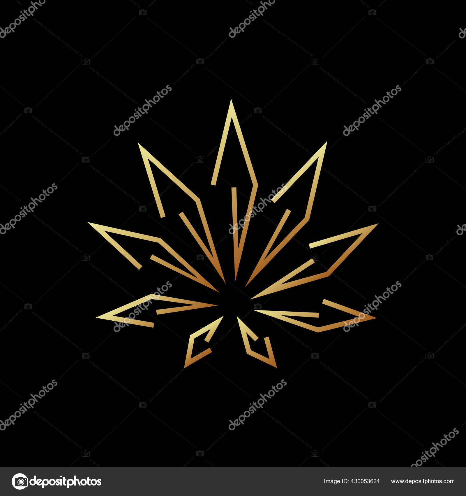 Golden Cannabis Logo Design Illustration Golden Cannabis Logo Design ...