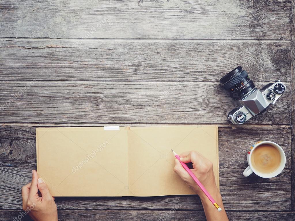 Working table with notebook paper — Stock Photo © koydesign #112542742