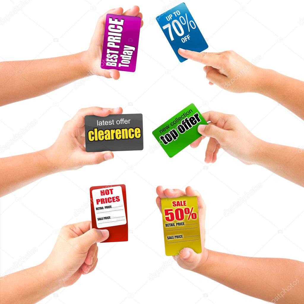 Hands with advertising cards — Stock Photo © koydesign #61261653