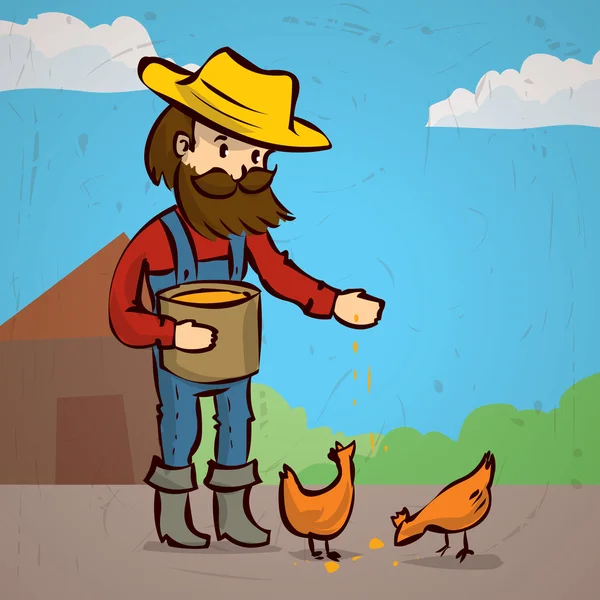 Farmer Feeding Animals Clip Art