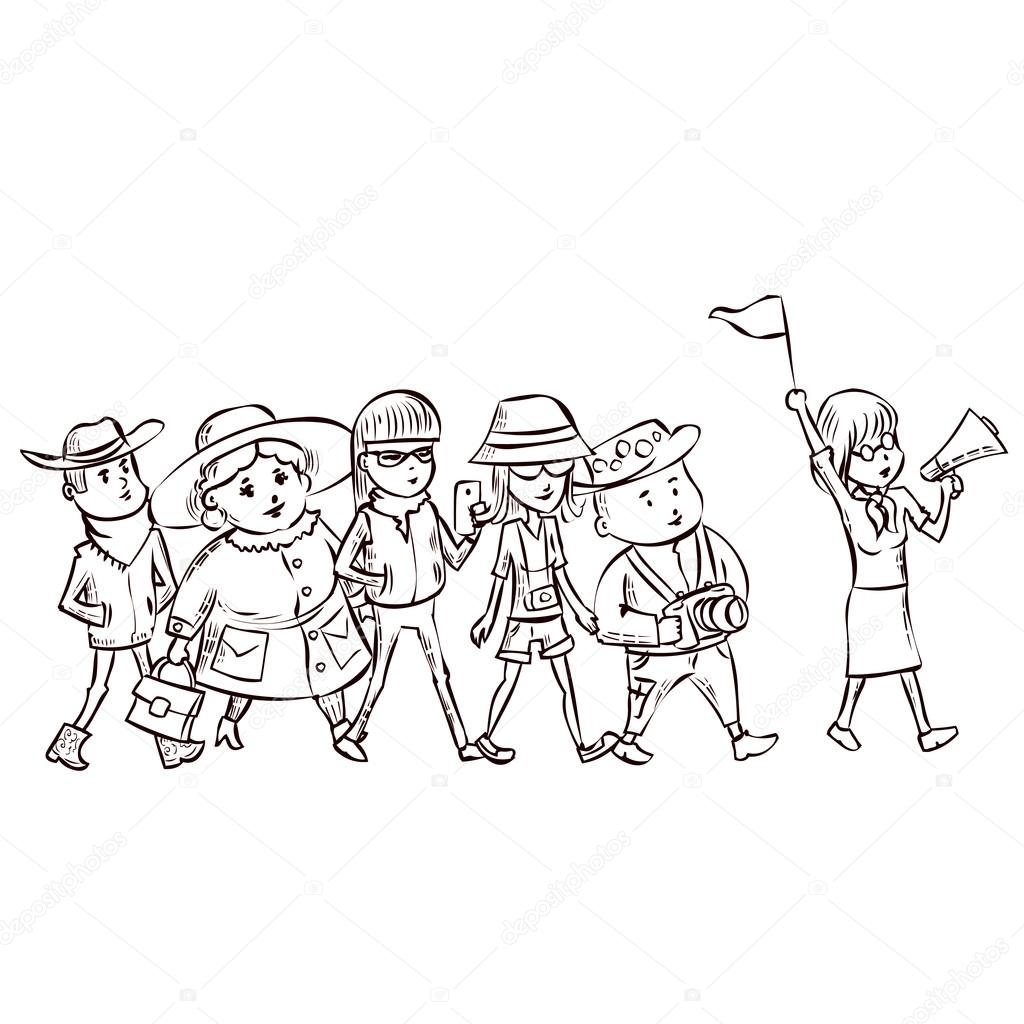 Tour guide with group of tourists Stock Illustration by ©dergriza ... Tour guide with group of tourists Stock Illustration by ©dergriza ...
