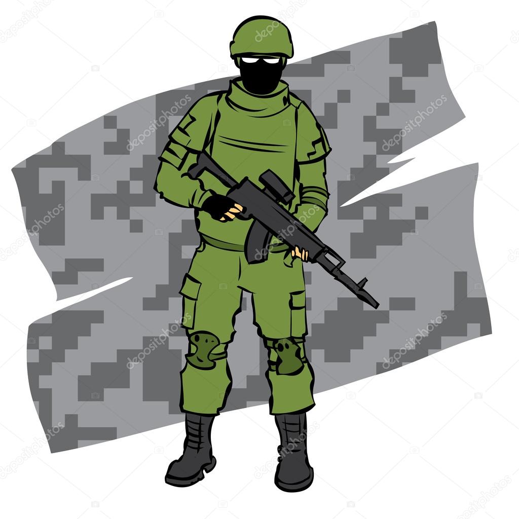 Русский солдат с современной техникой . Векторное изображение ©dergriza ...
