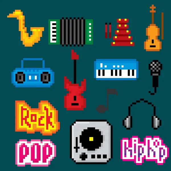 Music icons set. Pixel art Stock Vector Image by ©dergriza #107837220
