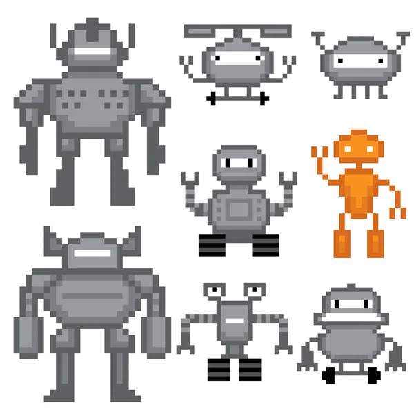 Pixel robots used in games, pixel art. Stock Vector Image by ©man ...