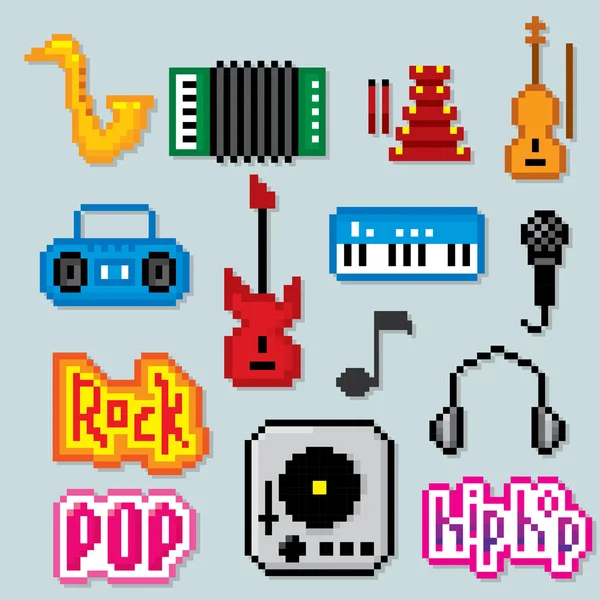 Music icons set. Pixel art Stock Vector Image by ©dergriza #107837220