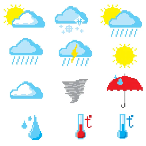 Pixel art weather set Vector Art Stock Images | Depositphotos