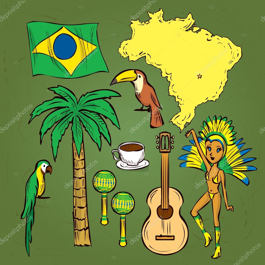 Brazil culture symbol set Stock Vector by ©dergriza 107747140