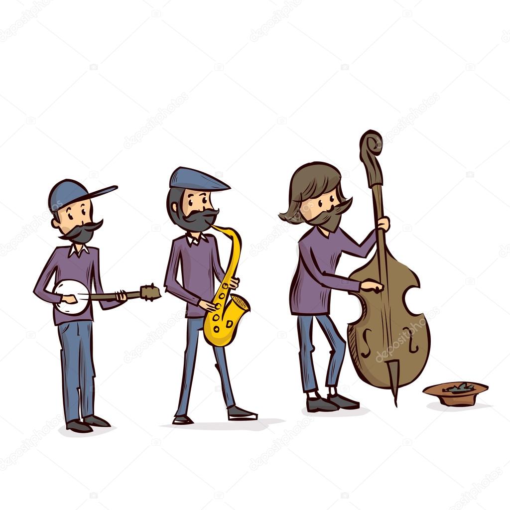 Оркестр уличного трио . векторное изображение ©dergriza 107747152