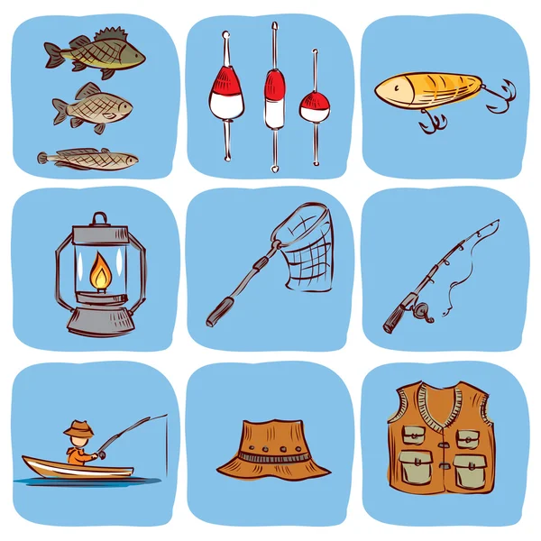 Fishing Gear Accessories 6 Icons Set Stock Vector Image by ©macrovector ...