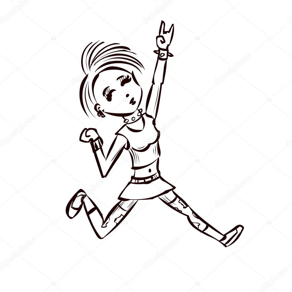 Cute punk rock girls | Cute punk rock girl — Stock Vector © dergriza ...